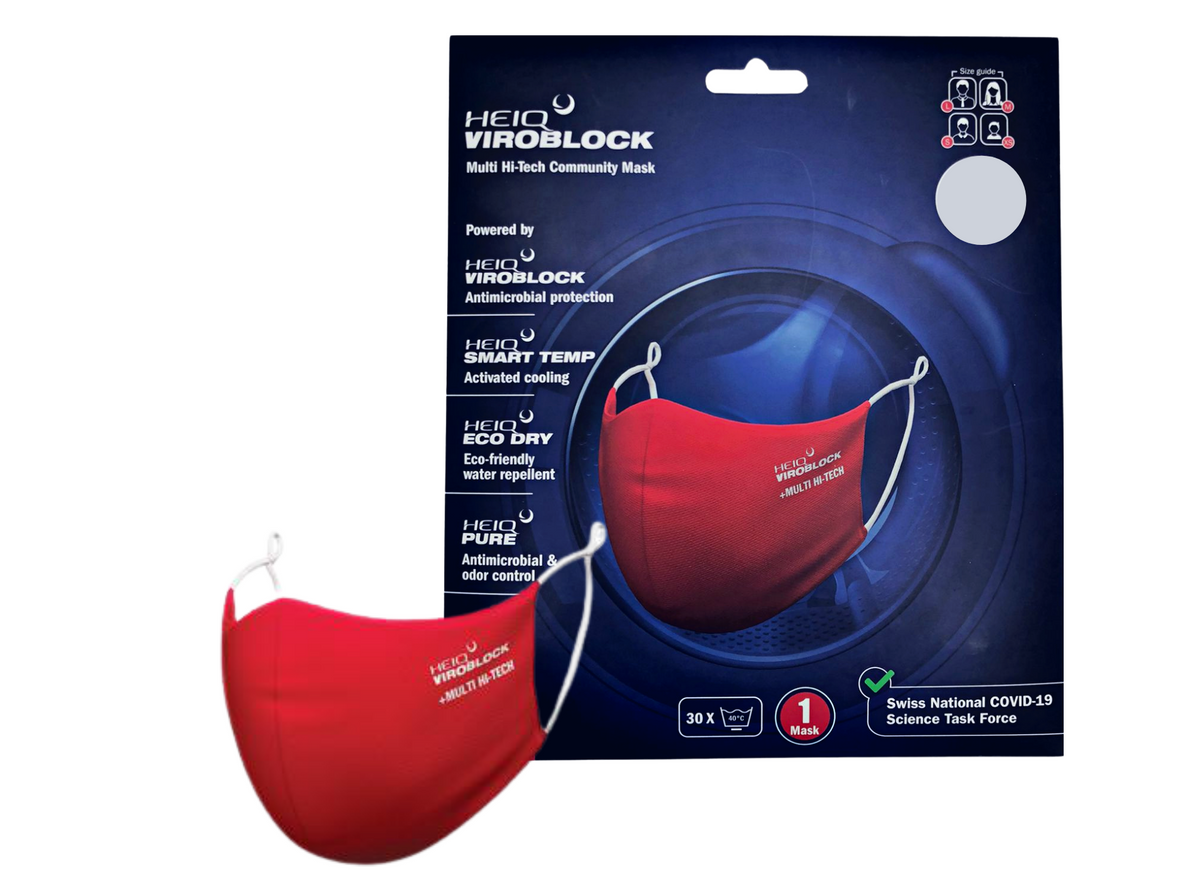 HeiQ Viroblock + Multi Hi-Tech Washable Mask Red (M/L) – Matex - SG