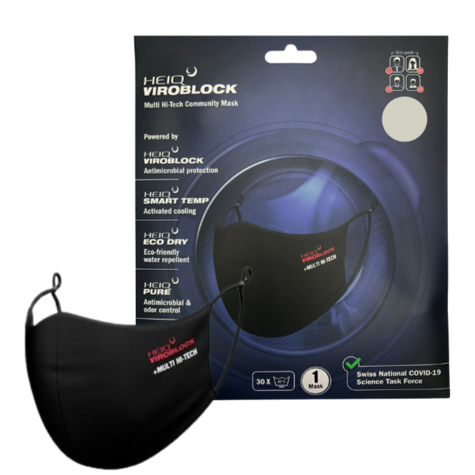 HeiQ Viroblock + Multi Hi-Tech Washable Mask Black (M/L) – Matex - SG